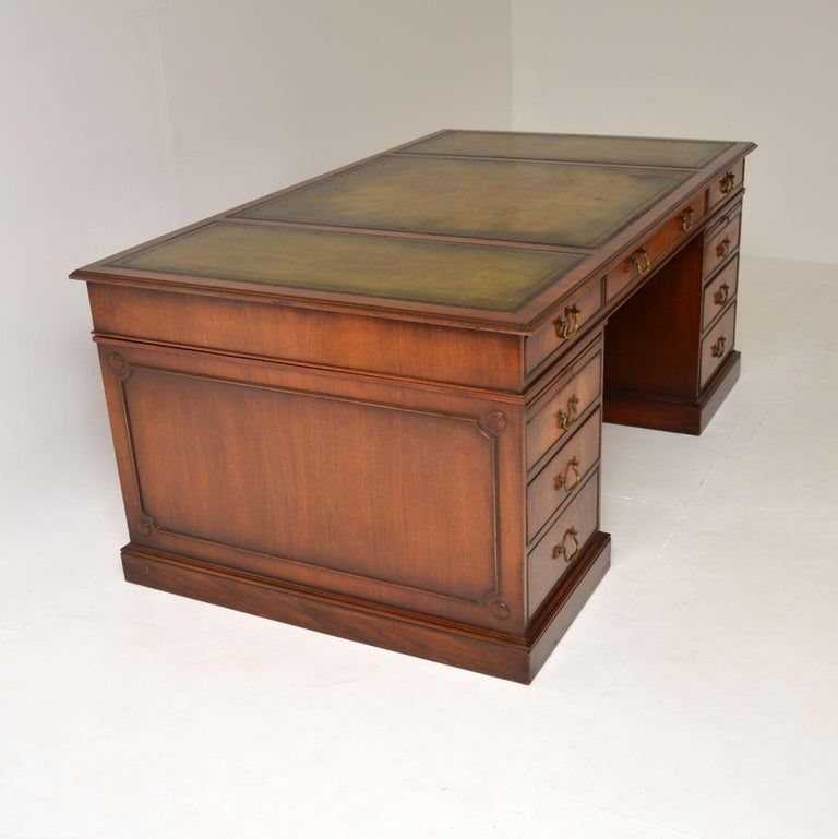 Antique Leather Top Pedestal Desk at 1stDibs