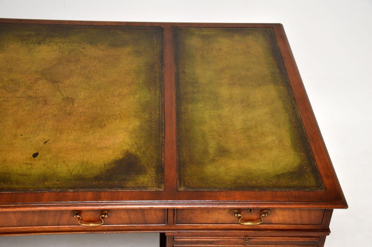 Antique Leather Top Pedestal Desk at 1stDibs