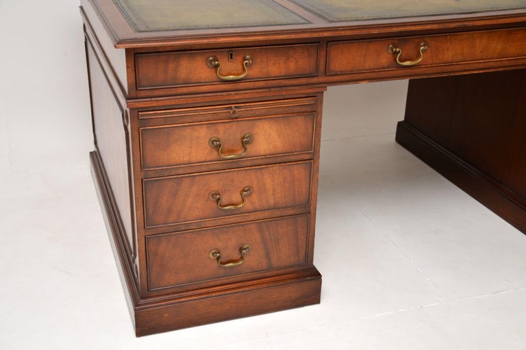 Antique Leather Top Pedestal Desk at 1stDibs