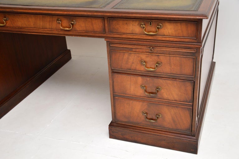 Antique Leather Top Pedestal Desk at 1stDibs