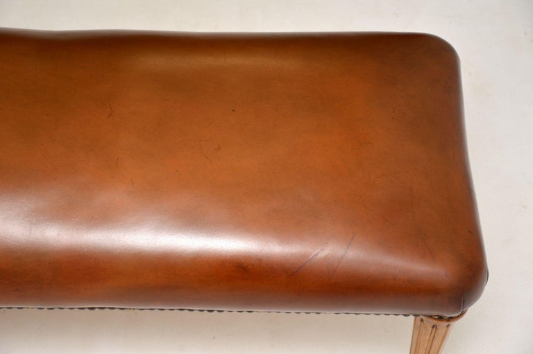 Antique Leather and Walnut Stool by Hille For Sale at 1stDibs