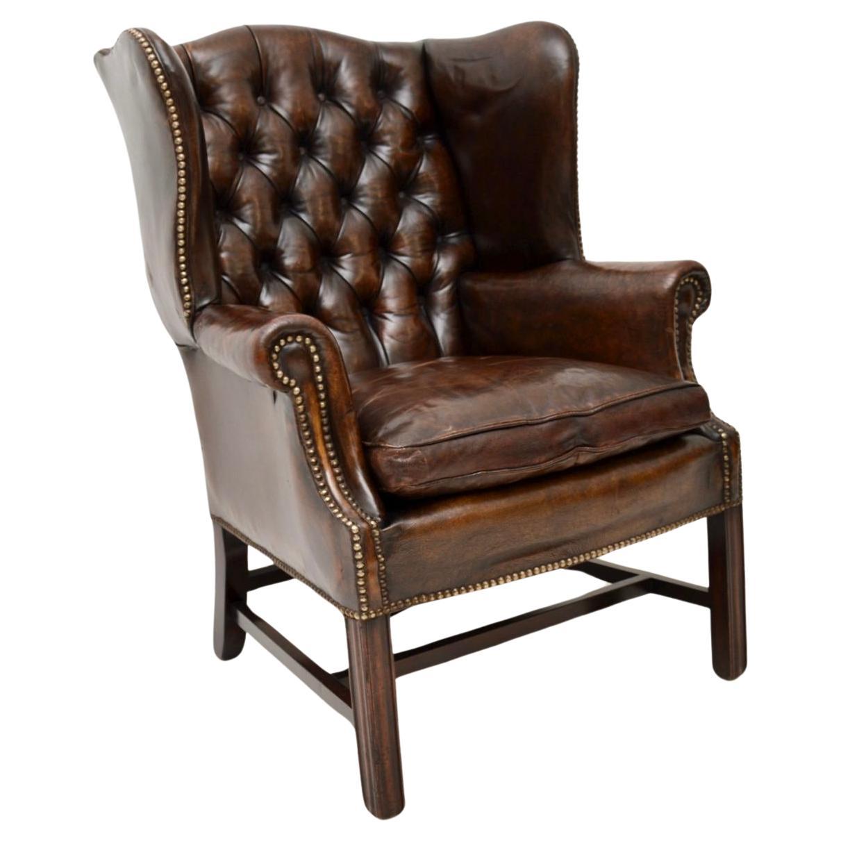 Antique Leather Wing Back Armchair at 1stDibs | antique leather chair