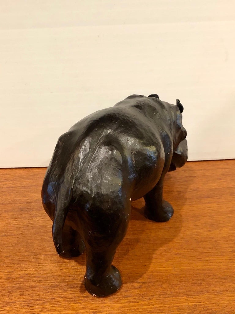 Antique Leather Wrapped Hippo Sculpture at 1stDibs