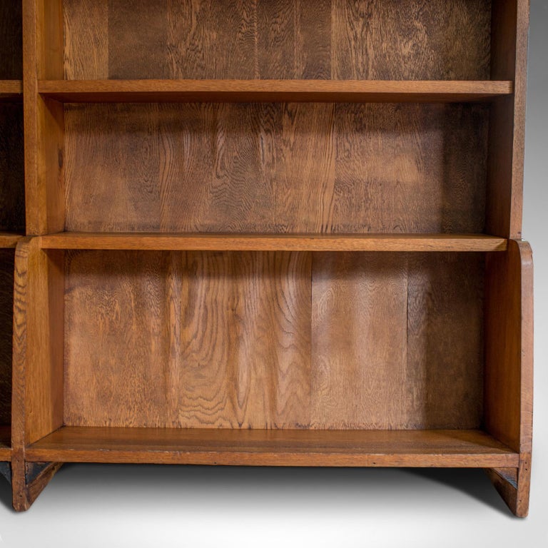 Antique Library Bookshelf, Pitch Pine, Double-Sided Bookcase, Room ...