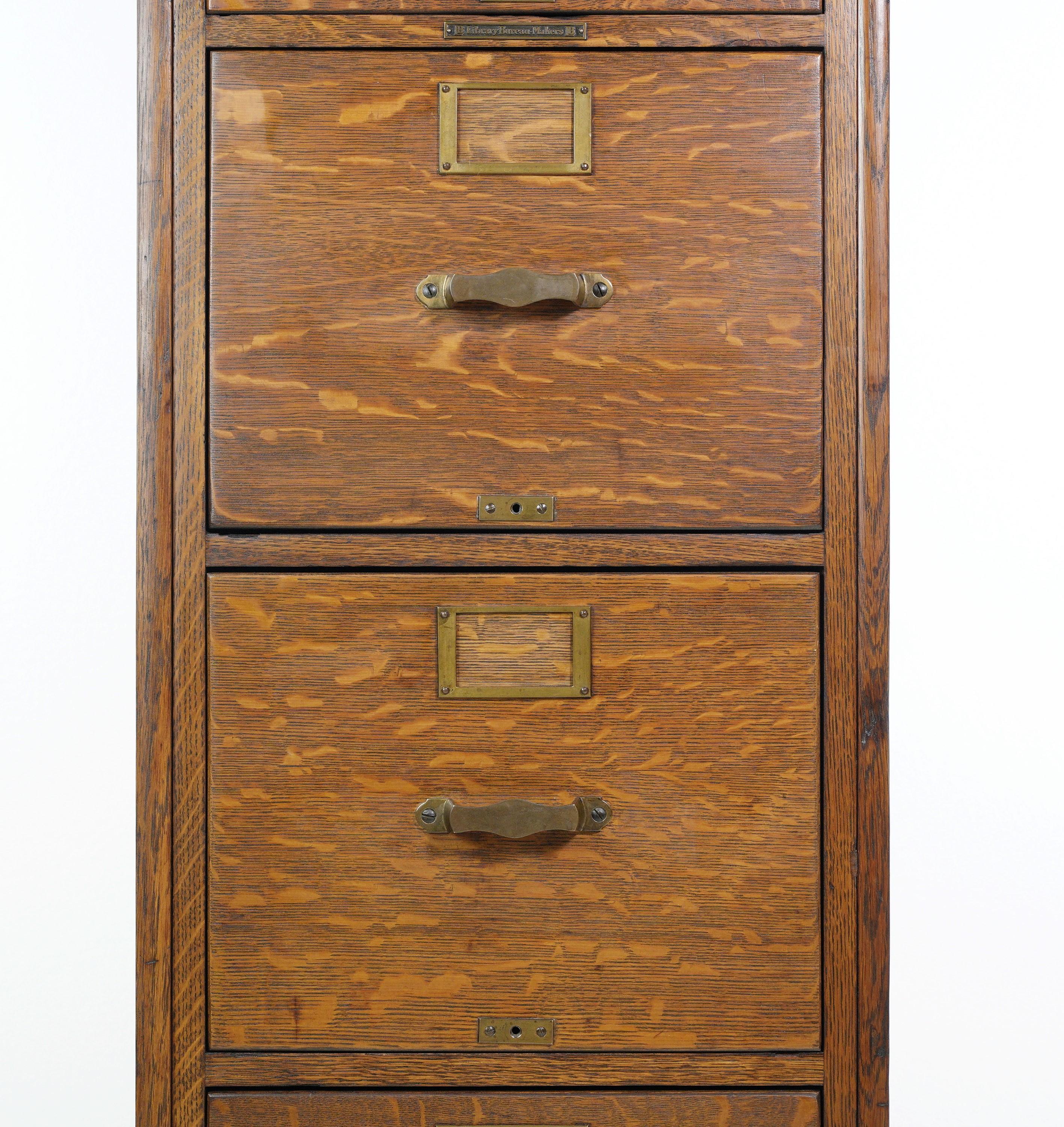 Antique Library Bureau Sole Makers Tiger Oak Filing Cabinet For Sale at ...
