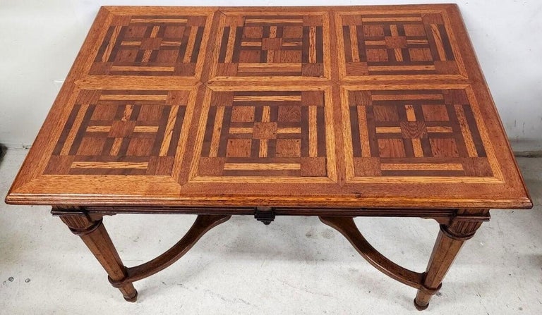 Antique Library Dining Table English 4 Drawer w Glass Top For Sale at ...