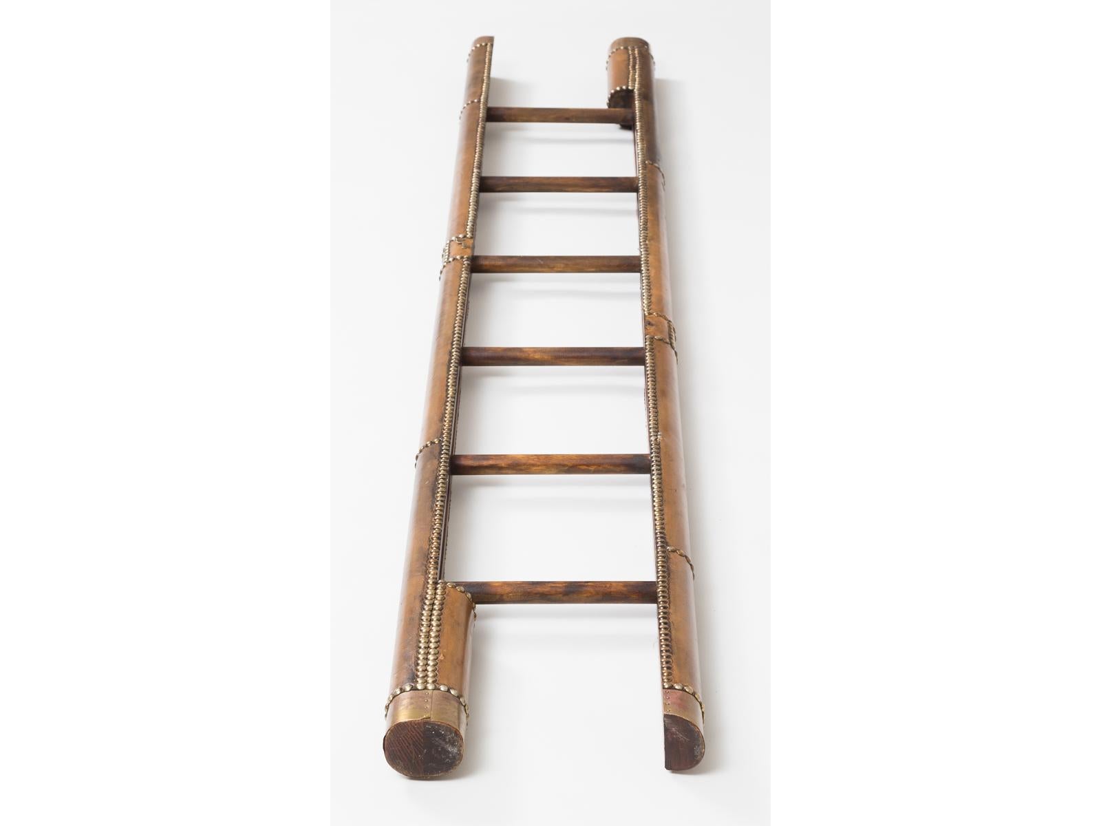 Antique Library Leather Covered Pole Ladder For Sale at 1stDibs ...