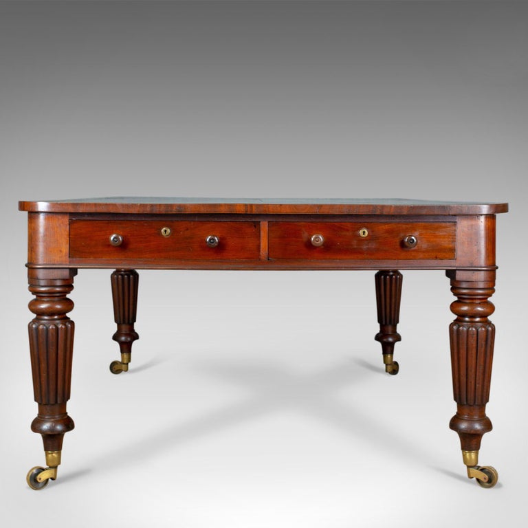 Antique Library Table, English, William IV, Mahogany, Cartographers ...