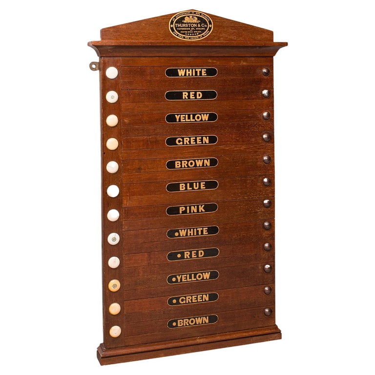 Antique Life Pool Scoreboard, English, 12 Player, Billiards, Thurston ...