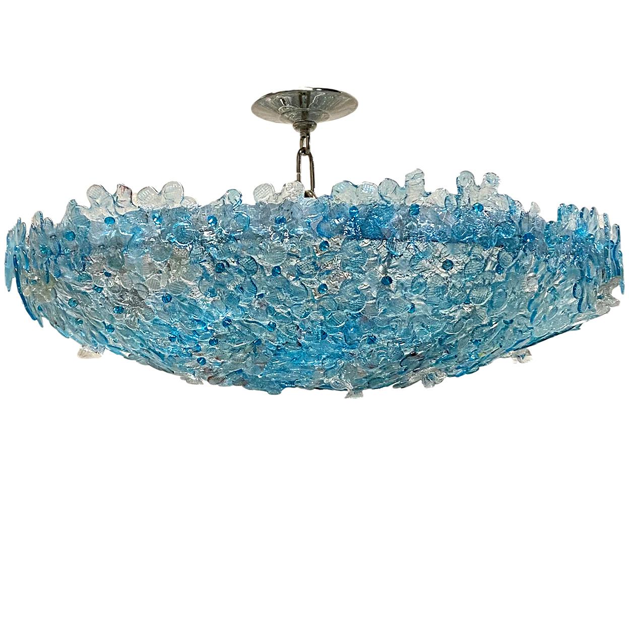 Antique Light Blue Murano Light Fixture For Sale at 1stDibs