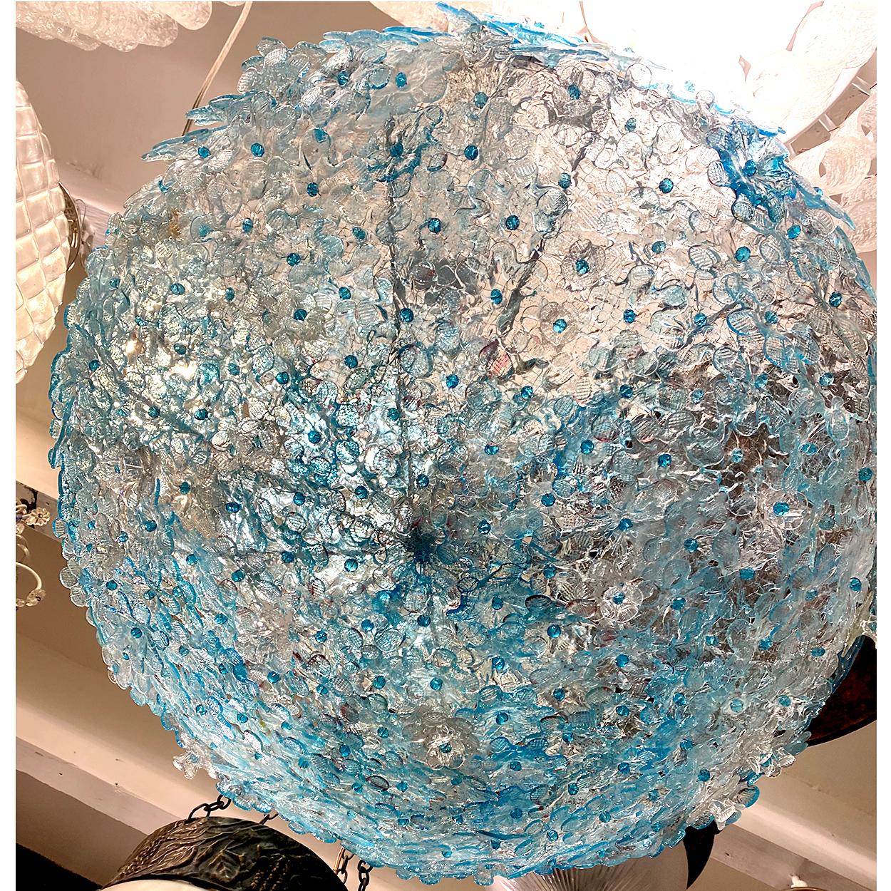 Antique Light Blue Murano Light Fixture For Sale at 1stDibs