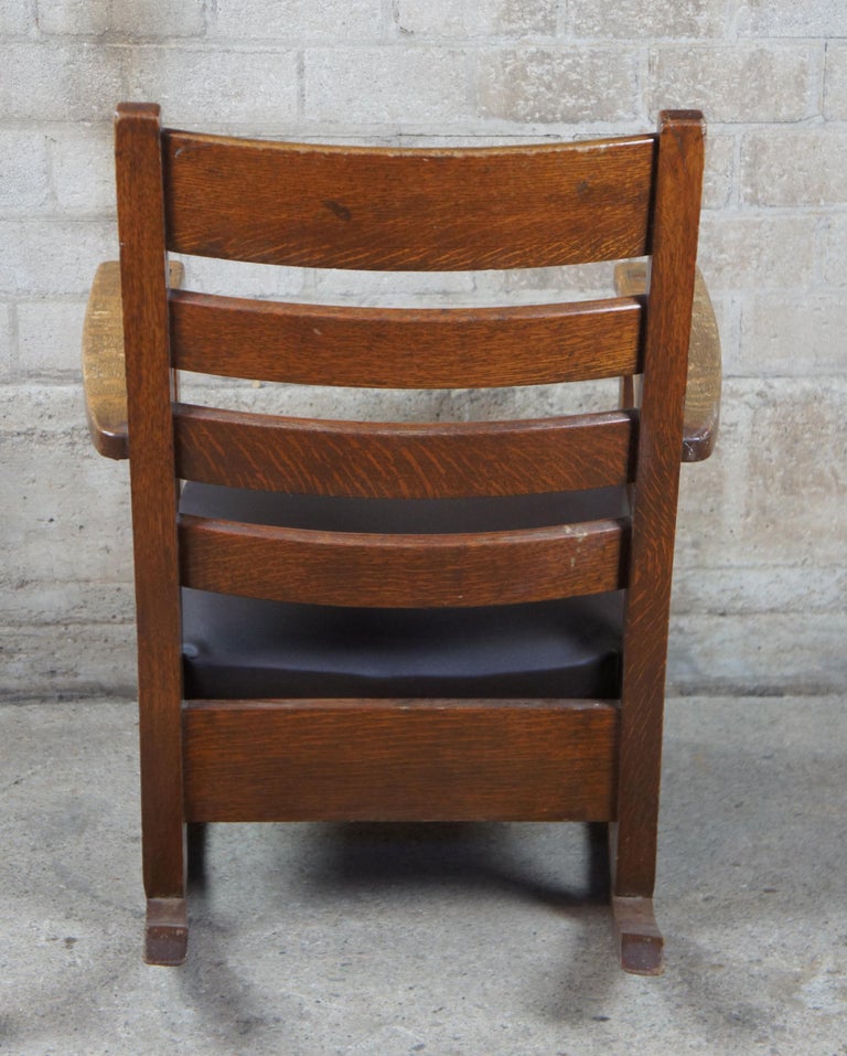 Antique Limbert Mission Arts and Crafts Ladderback Quartersawn Oak ...