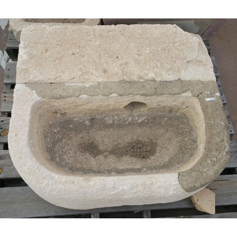 Antique Limestone Basin with Repairs For Sale at 1stDibs