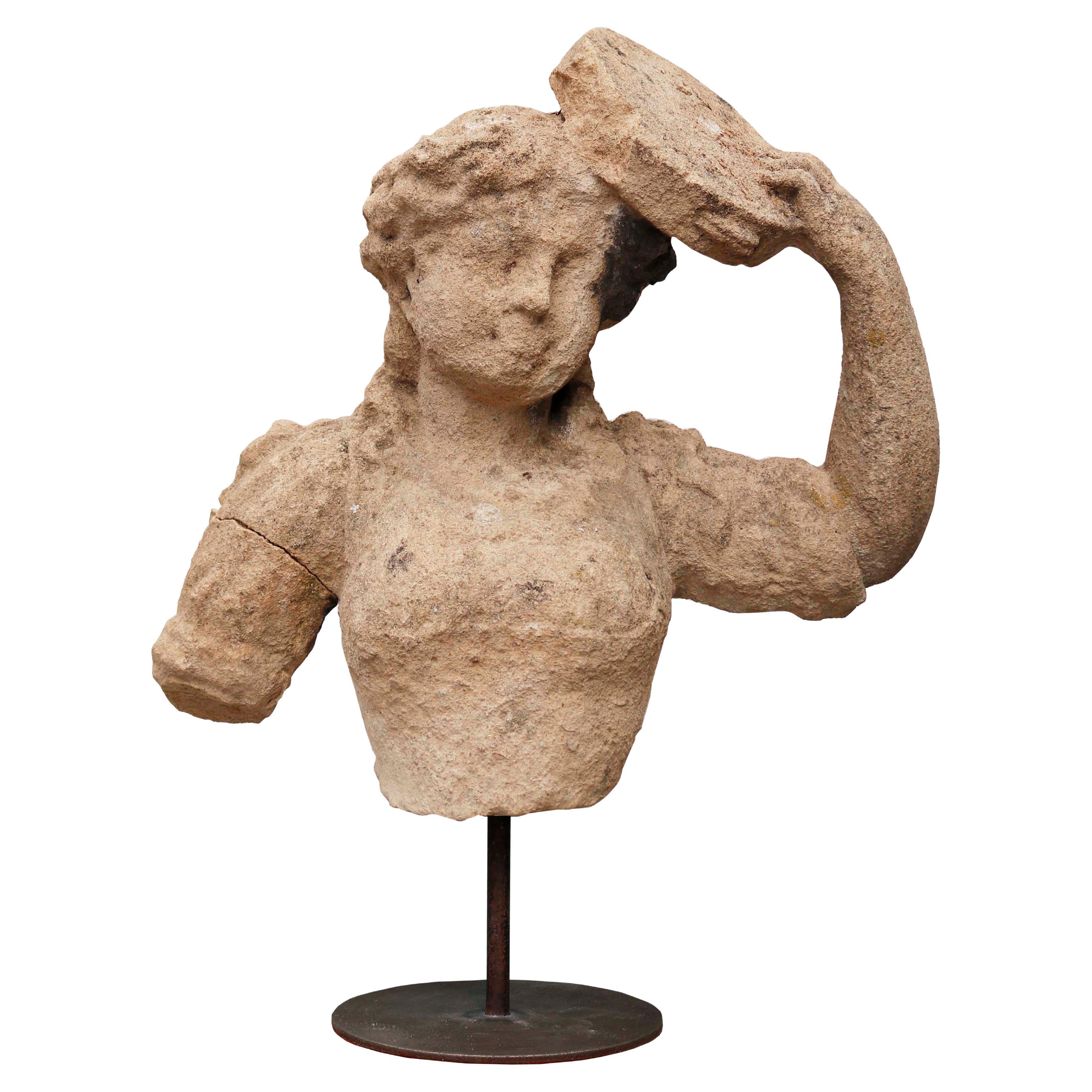 Vintage Clay Bust of Young Girl For Sale at 1stDibs