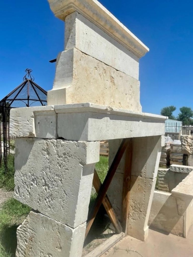Antique Limestone Fireplace with Trumeau For Sale at 1stDibs