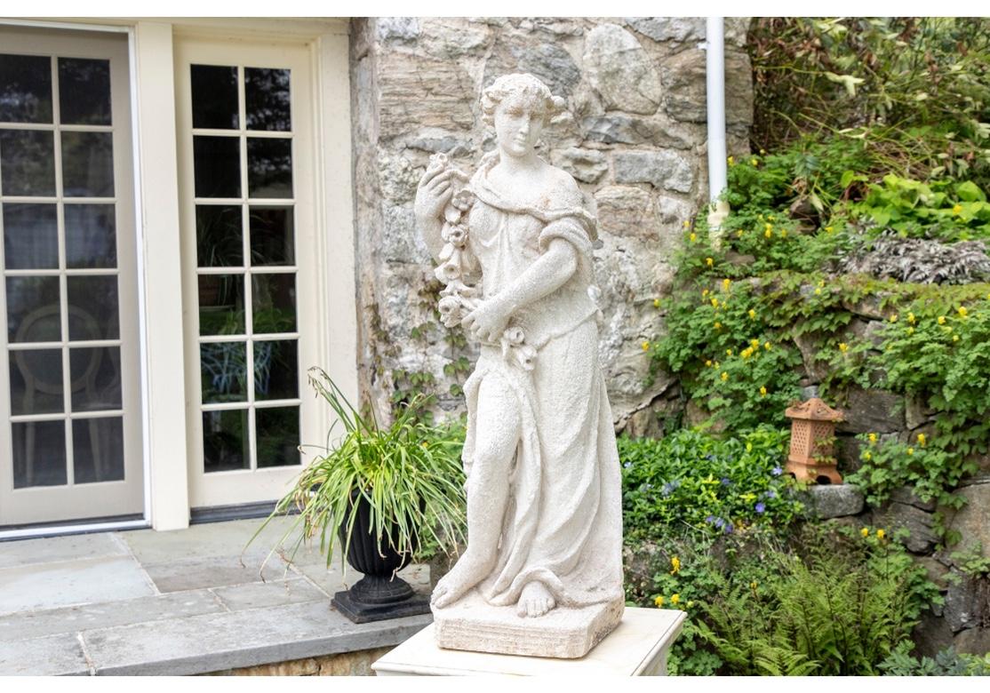 Antique Limestone Statue Of Summer On Custom Base From The NYBG 2002 ...