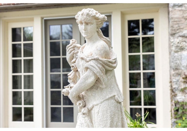 Antique Limestone Statue Of Summer On Custom Base From The NYBG 2002 ...