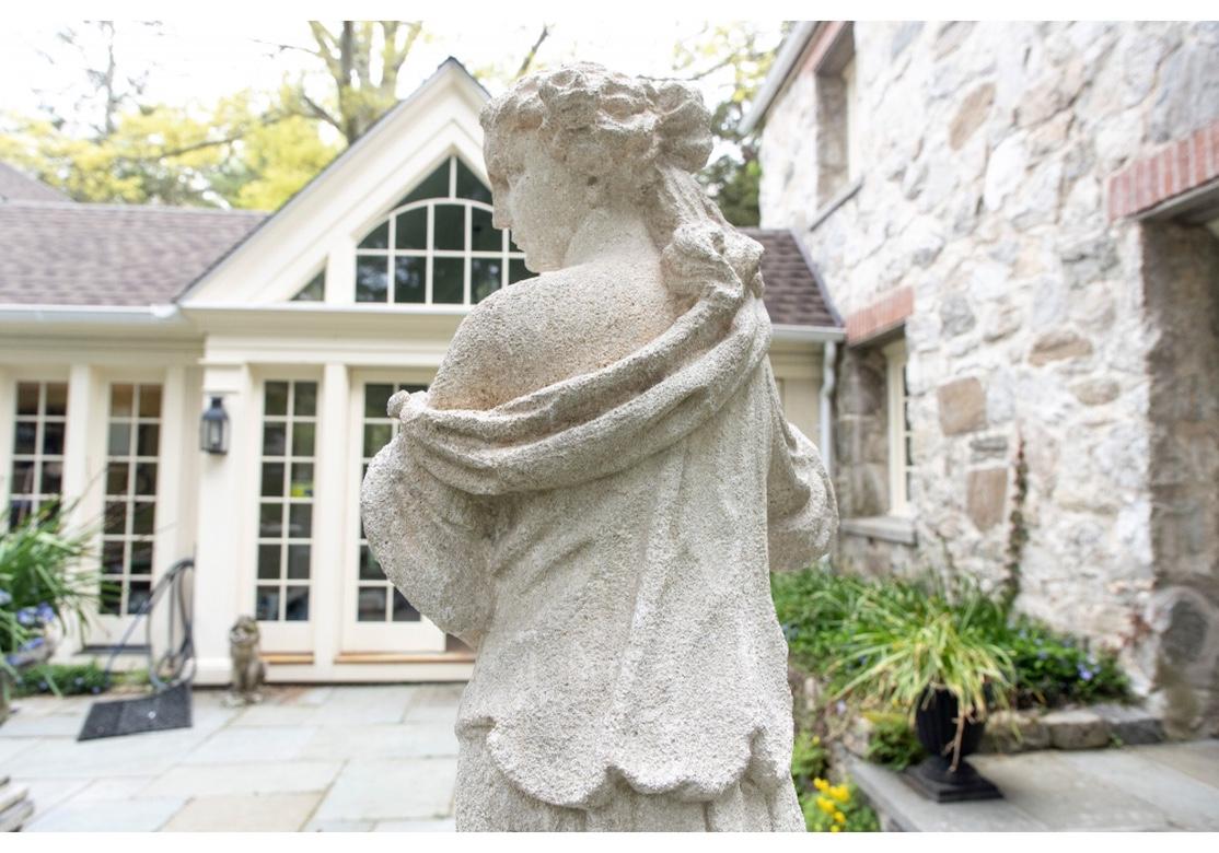 Antique Limestone Statue Of Summer On Custom Base From The NYBG 2002 ...