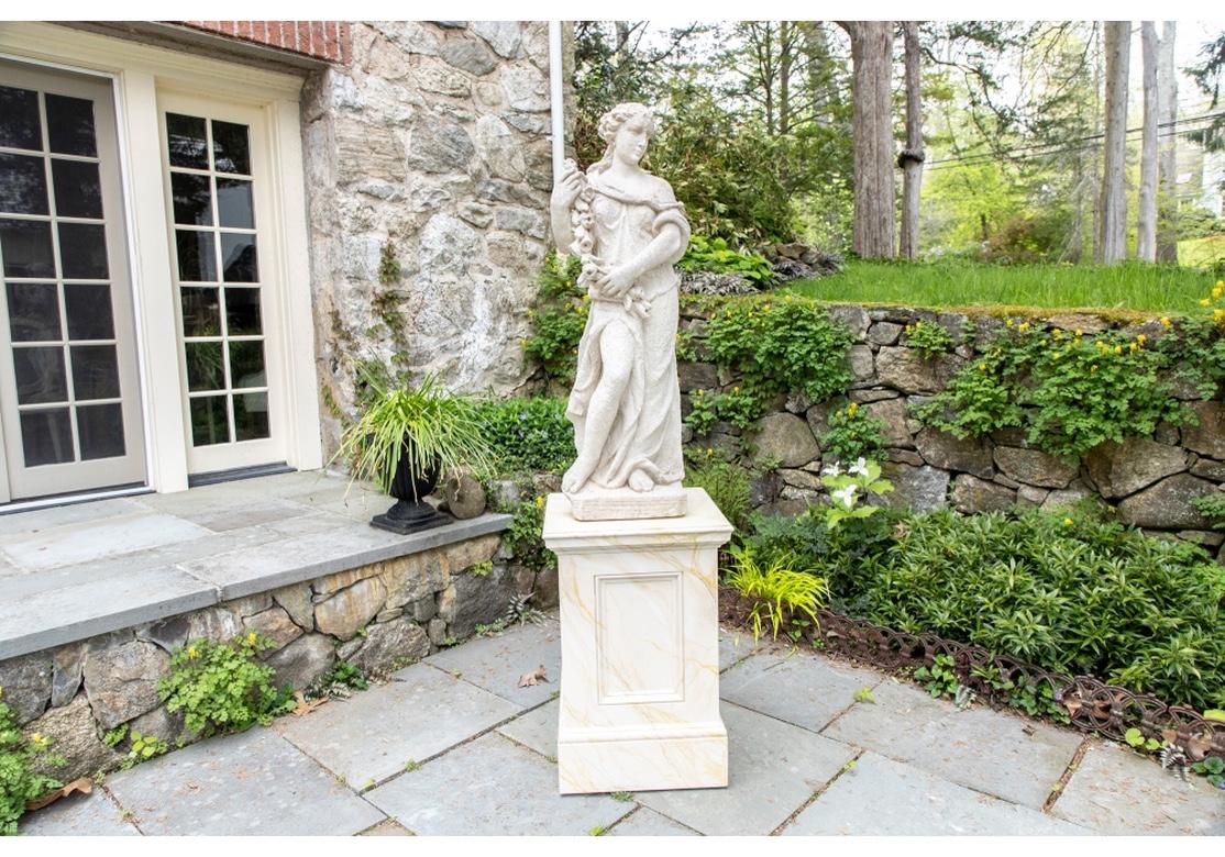 Antique Limestone Statue Of Summer On Custom Base From The NYBG 2002 ...