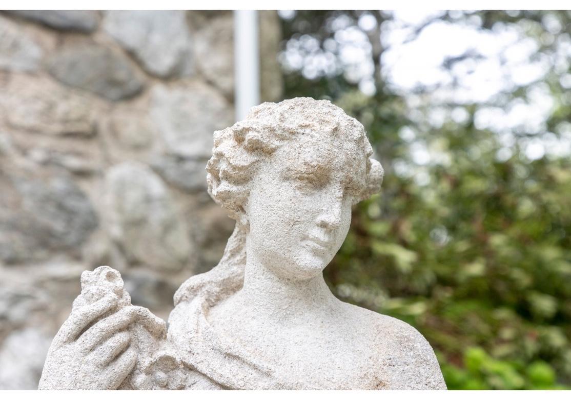 Antique Limestone Statue Of Summer On Custom Base From The NYBG 2002 ...