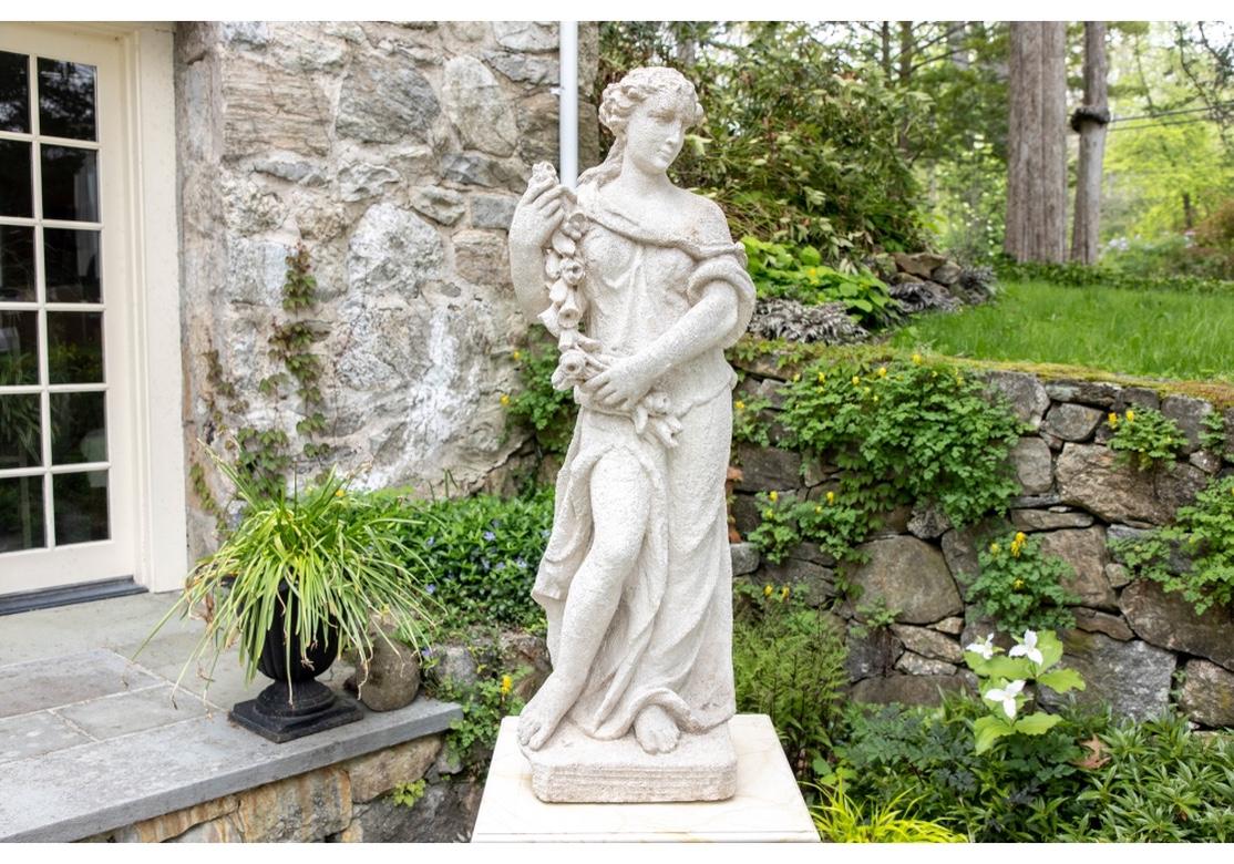 Antique Limestone Statue Of Summer On Custom Base From The NYBG 2002 ...