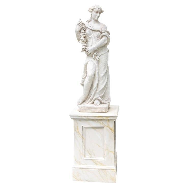 Antique Limestone Statue Of Summer On Custom Base From The NYBG 2002 ...
