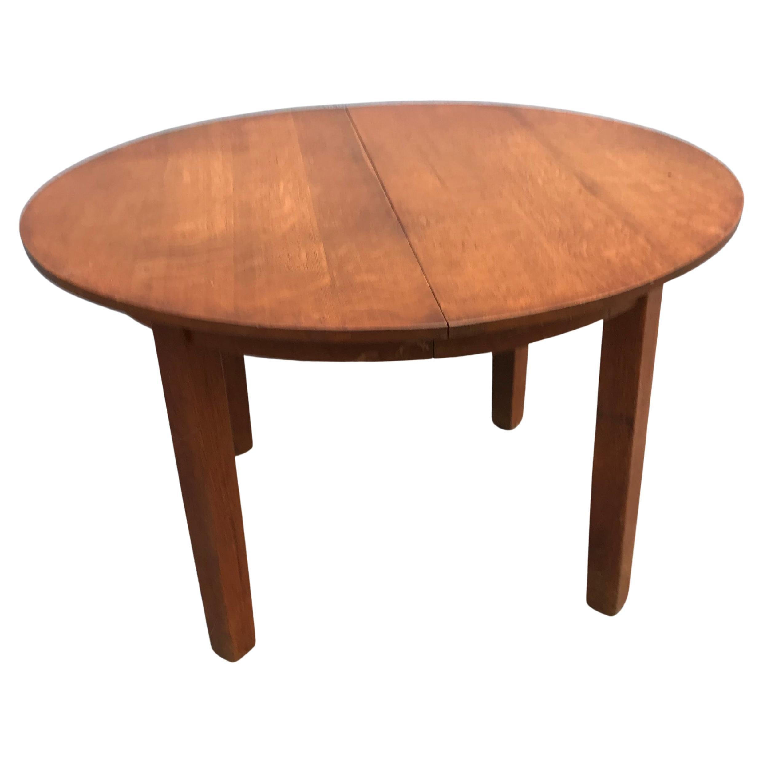 Antique Stickley Arts and Crafts Oak Pedestal Dining Table with Seven ...