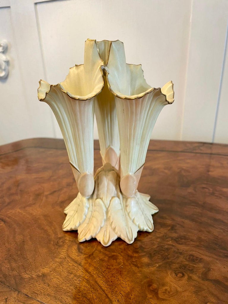 Antique Locke and Co. Porcelain Blush Ivory Spill Vases For Sale at 1stDibs