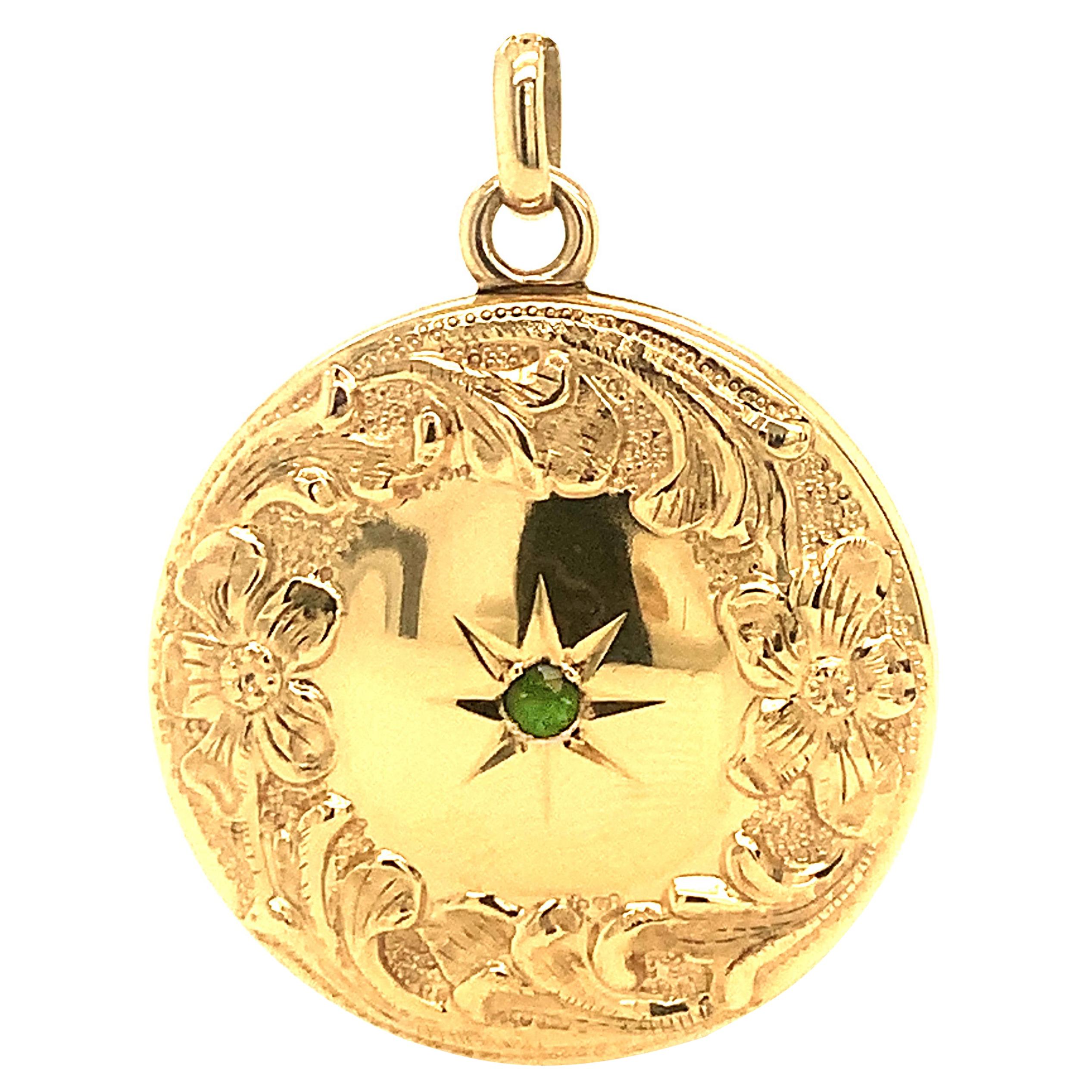 Antique Large Garnet Gold Heart Locket at 1stDibs