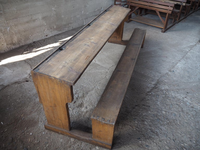 Antique Long All-Wood School Bench with Original Paint, 1930s For Sale ...