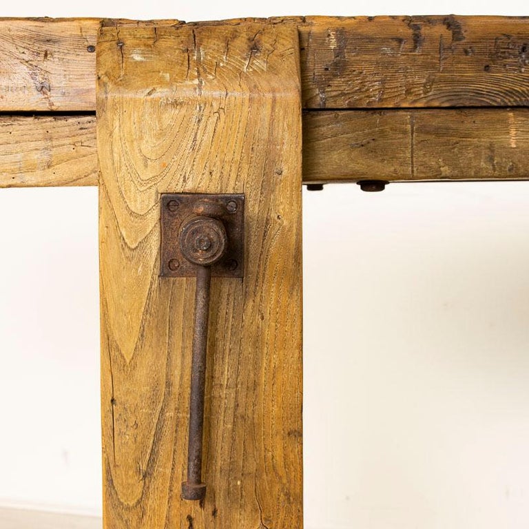 Antique Long Carpenters Workbench Rustic Console Table from France at ...