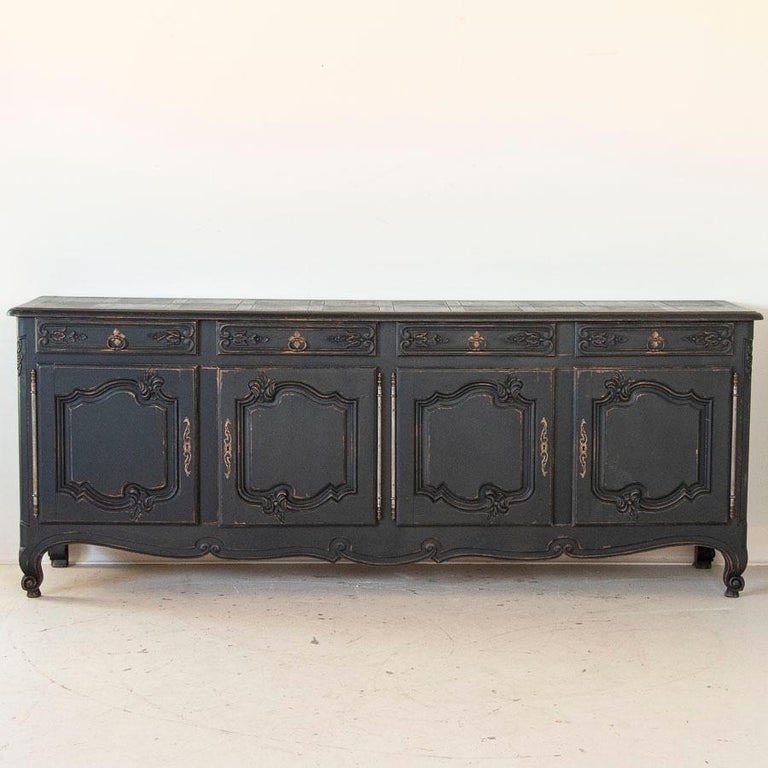 Antique Long French Sideboard Buffet with Black Painted Finish at ...