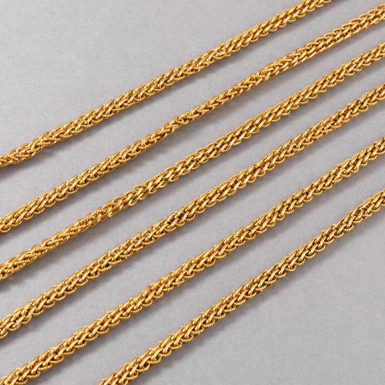 Antique Long Gold Chain Necklace For Sale at 1stDibs