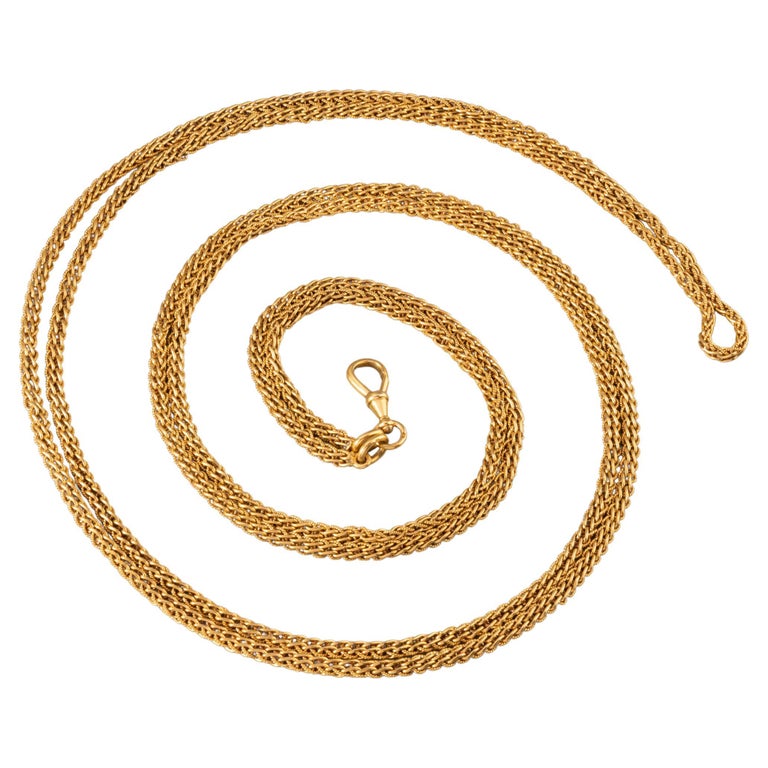 Antique Long Gold Chain Necklace For Sale at 1stDibs