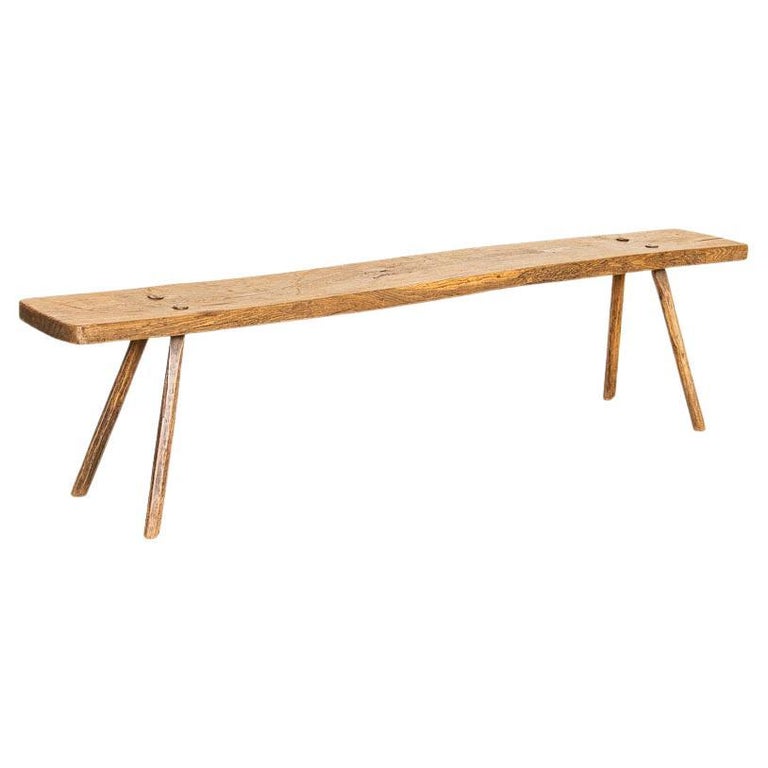 Antique Long Narrow Plank Bench with Splay Peg Legs at 1stDibs