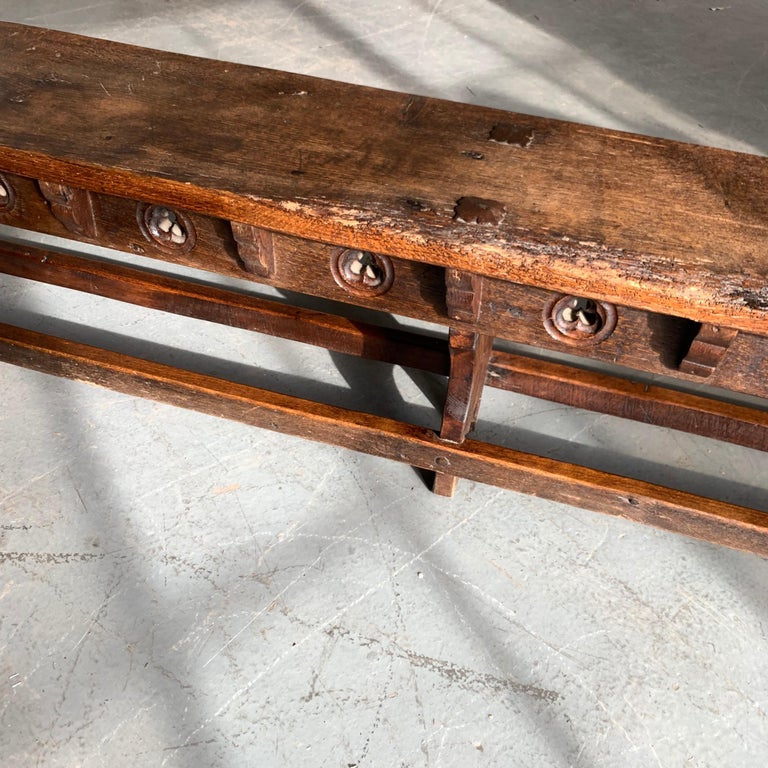 Antique Long Narrow Wooden Church Or Tavern Bench at 1stDibs