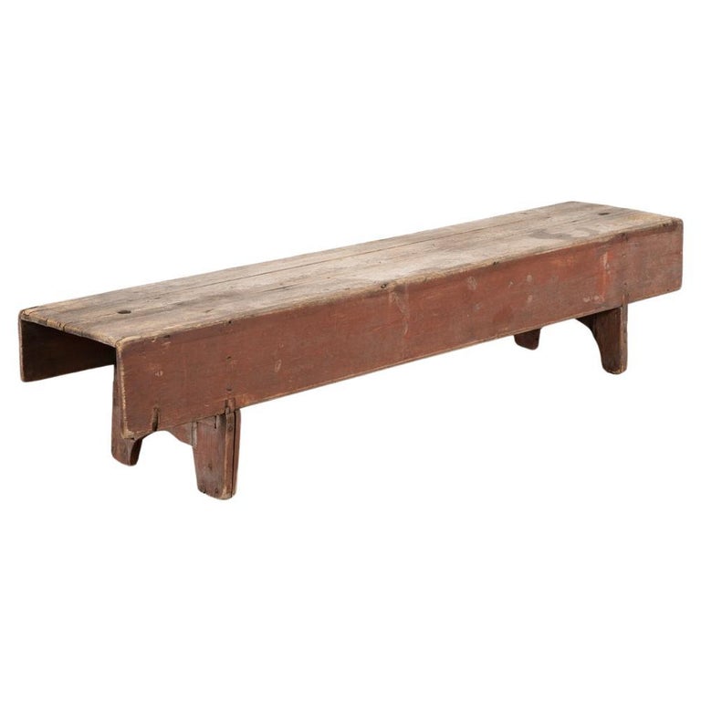 Antique Long Rustic Red Painted Swedish Oak Bench, circa 1840 For Sale ...