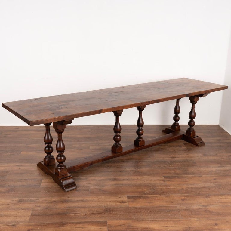 Antique Long Walnut Refectory Library Dining Table Console, France ...