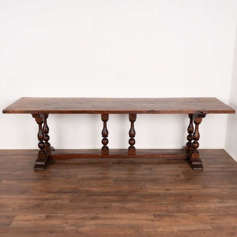 Antique Long Walnut Refectory Library Dining Table Console, France ...