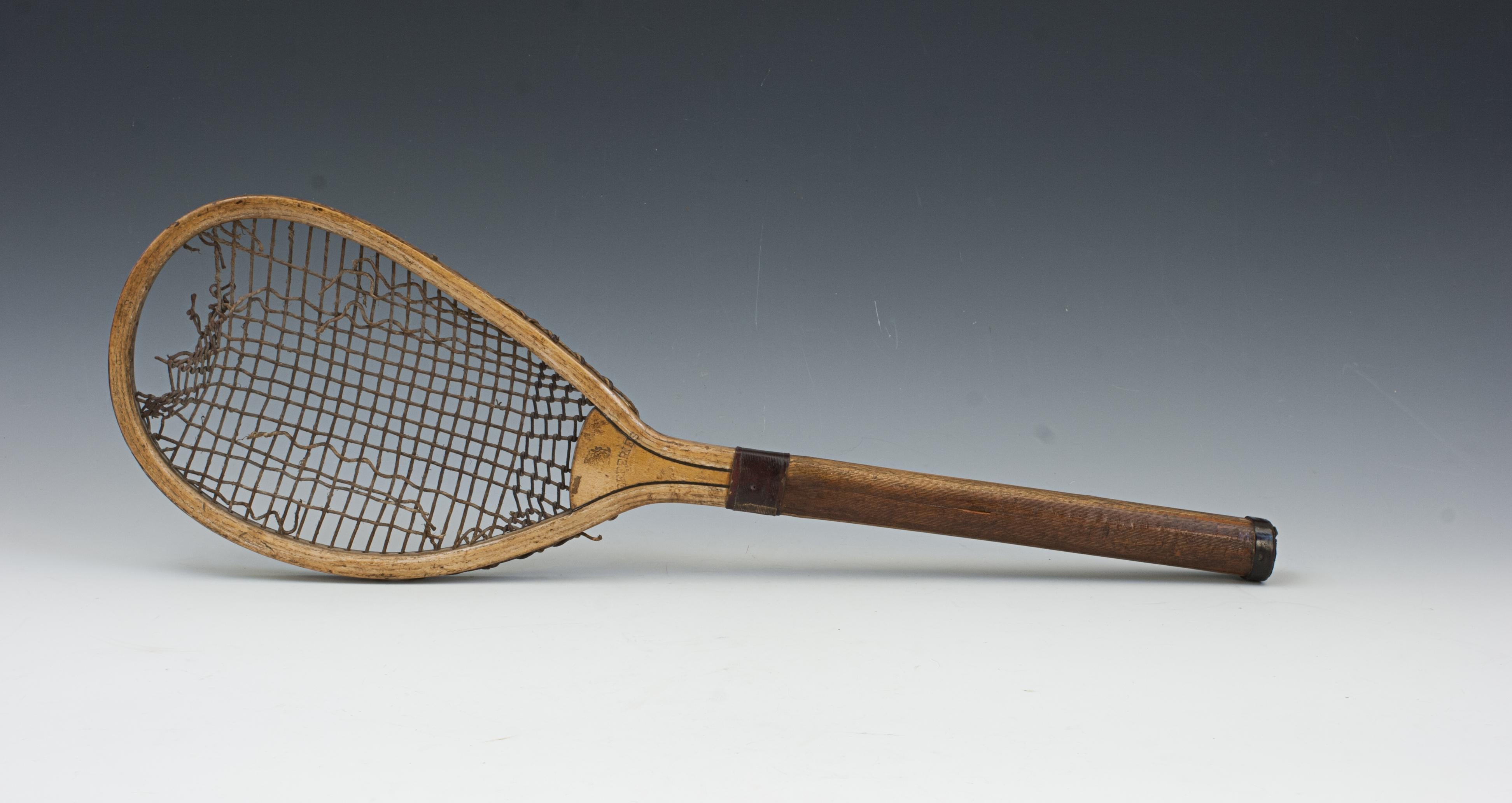 Antique Lop Sided Lawn Tennis Racket by Jefferies For Sale at 1stDibs