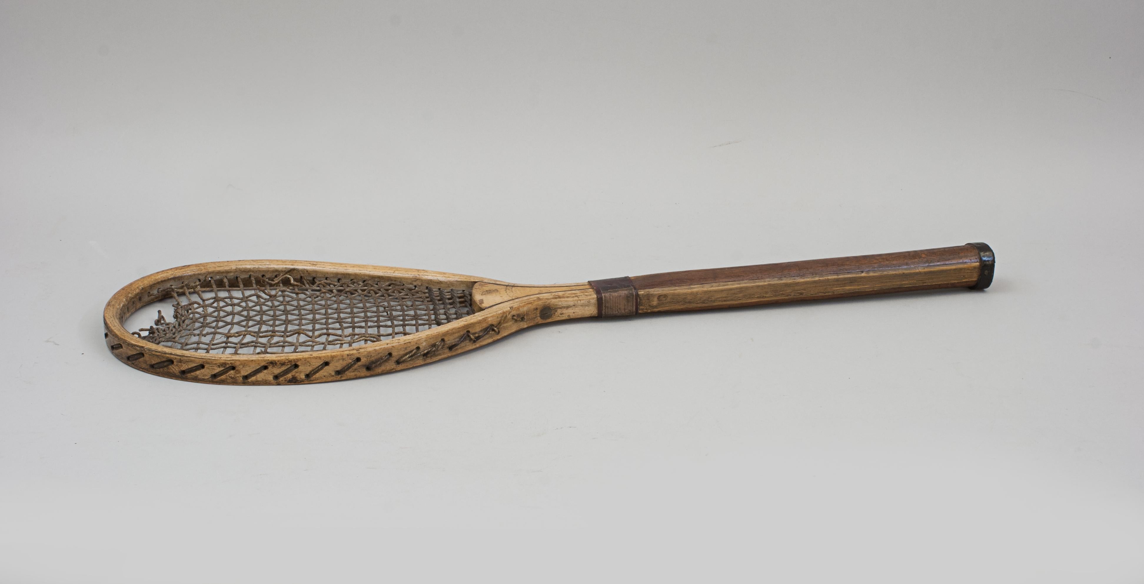 Antique Lop Sided Lawn Tennis Racket by Jefferies For Sale at 1stDibs