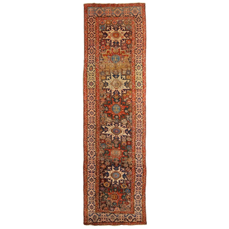 Antique Lori Geometric Red and Beige Wool Runner by Rug and Kilim For ...