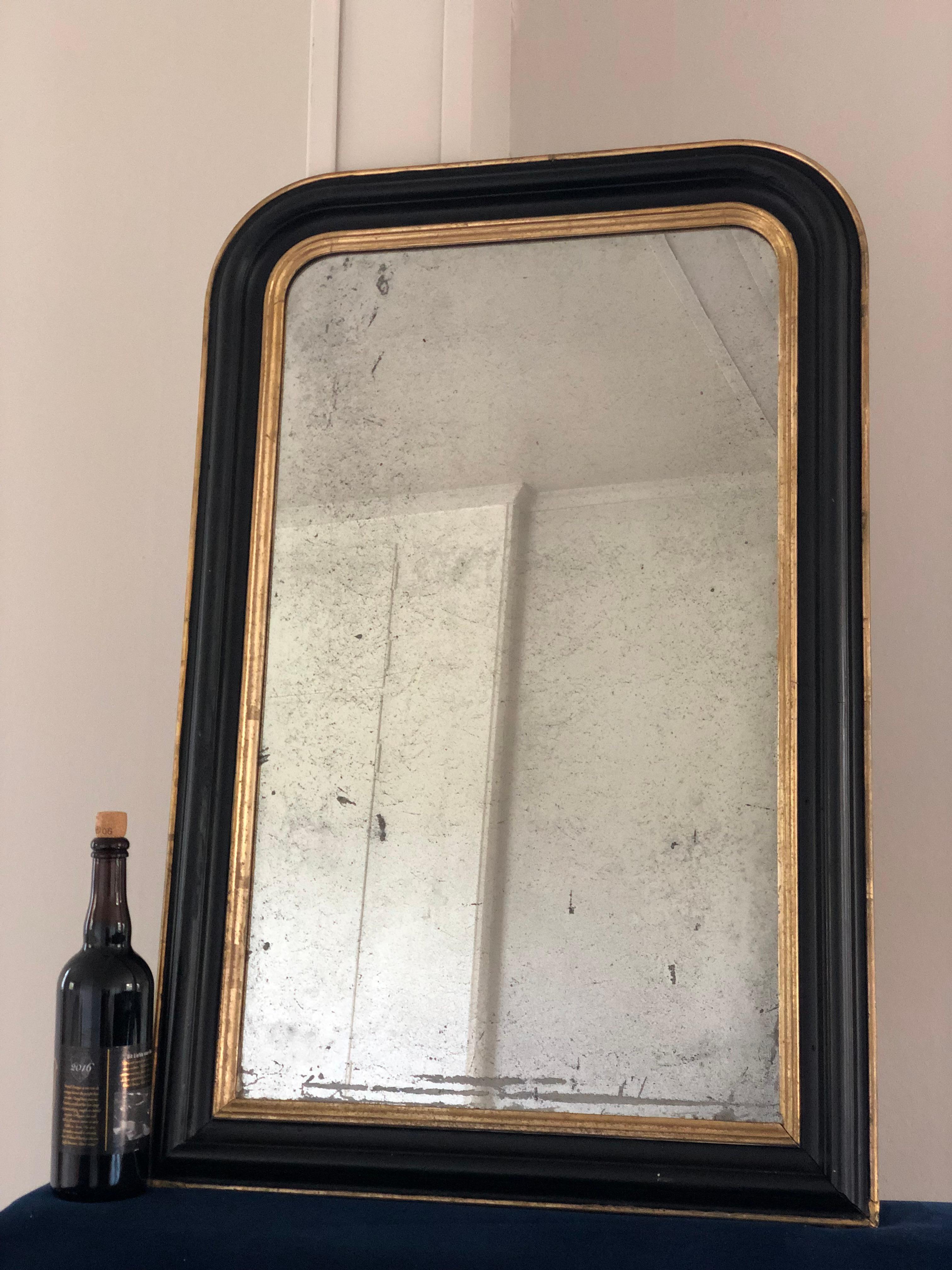 Antique Louis Philippe Mirror In Black and Gold France Late 19th ...