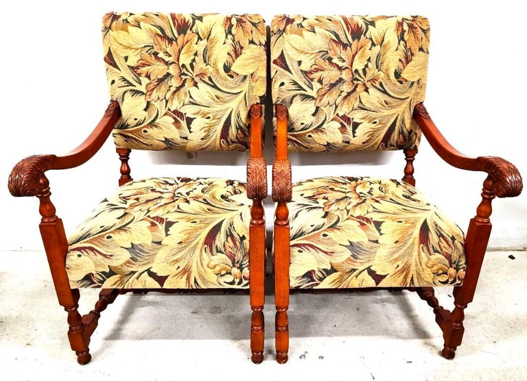 Antique Louis XIII Style French Armchairs, A Pair For Sale at 1stDibs
