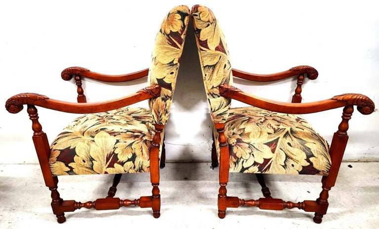 Antique Louis XIII Style French Armchairs, A Pair For Sale at 1stDibs