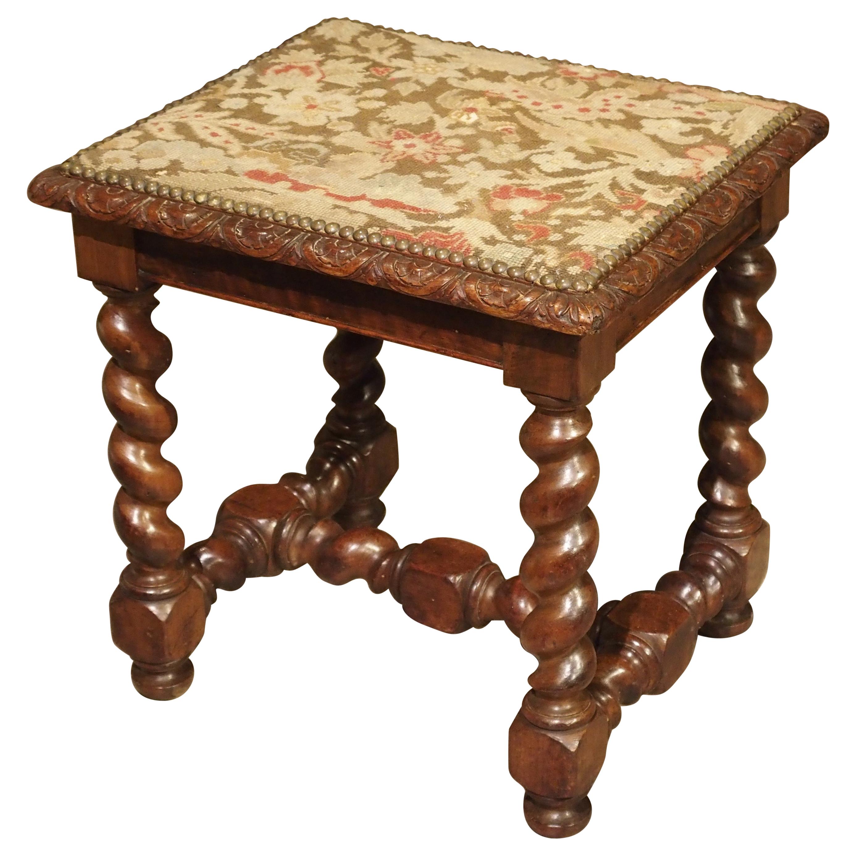 Antique Louis XIII Style Tabouret with Needlepoint, France, 19th ...