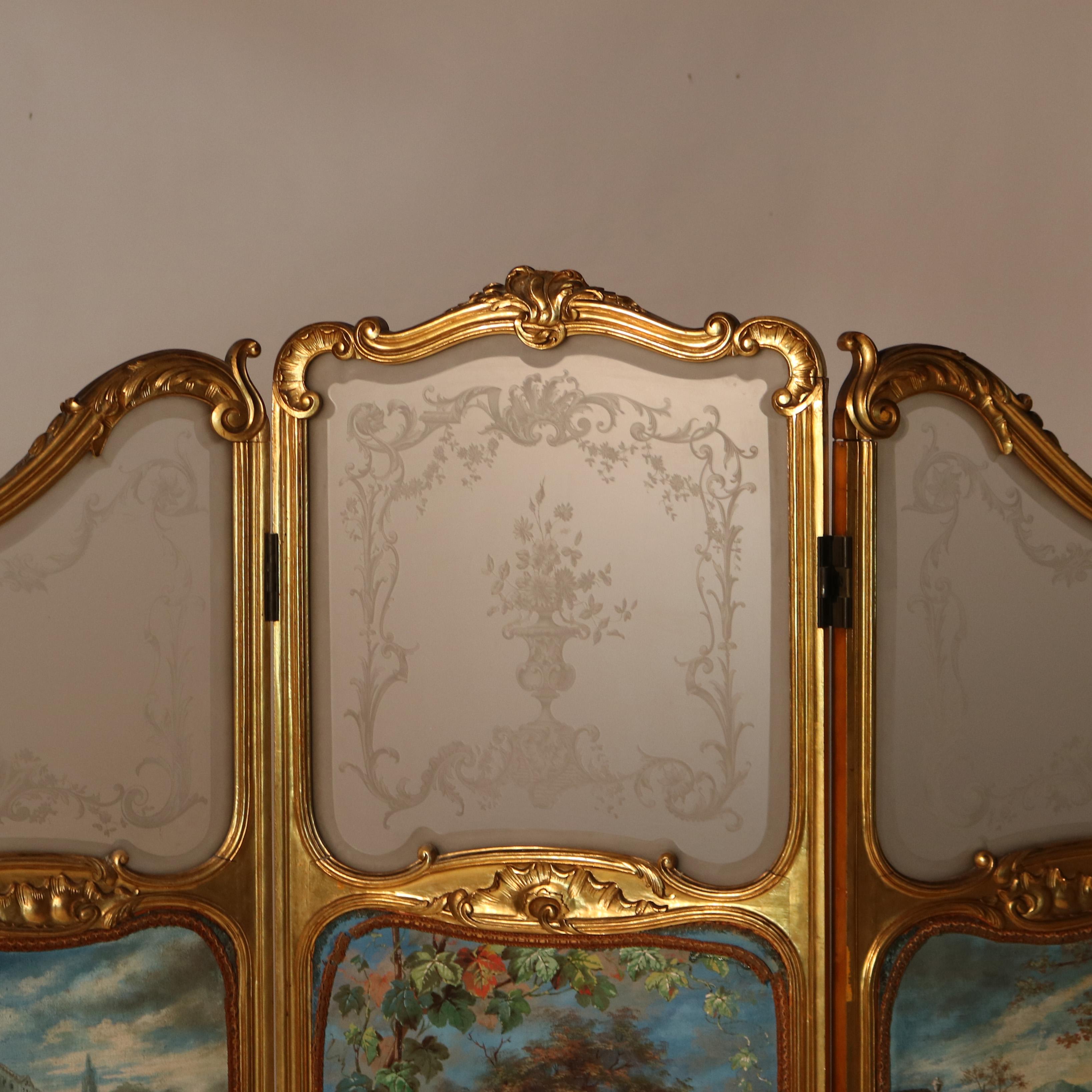 Antique Louis XIV Gilt Wood Three Panel Screen Unsigned C1890 For Sale ...