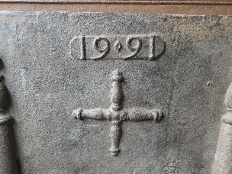 Antique Louis XIV 'Pillars with Saint Andrew's Cross' Fireback, 17th ...