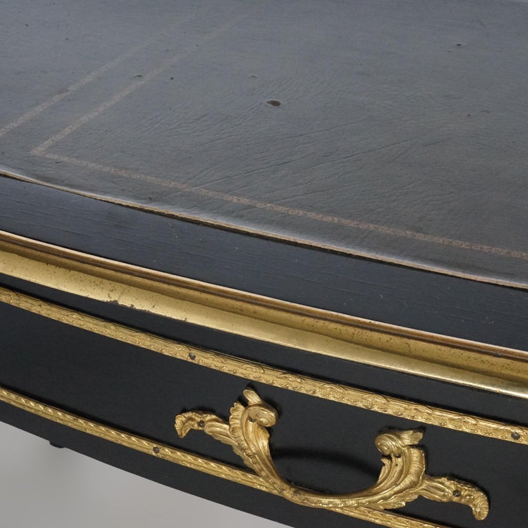 Antique Louis XIV Style Ebonized Bureau Plat with Gilt Bronze Ormolu ...