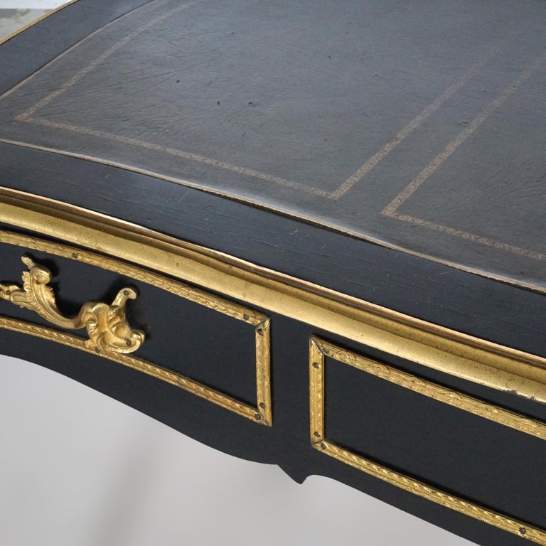 Antique Louis XIV Style Ebonized Bureau Plat with Gilt Bronze Ormolu ...